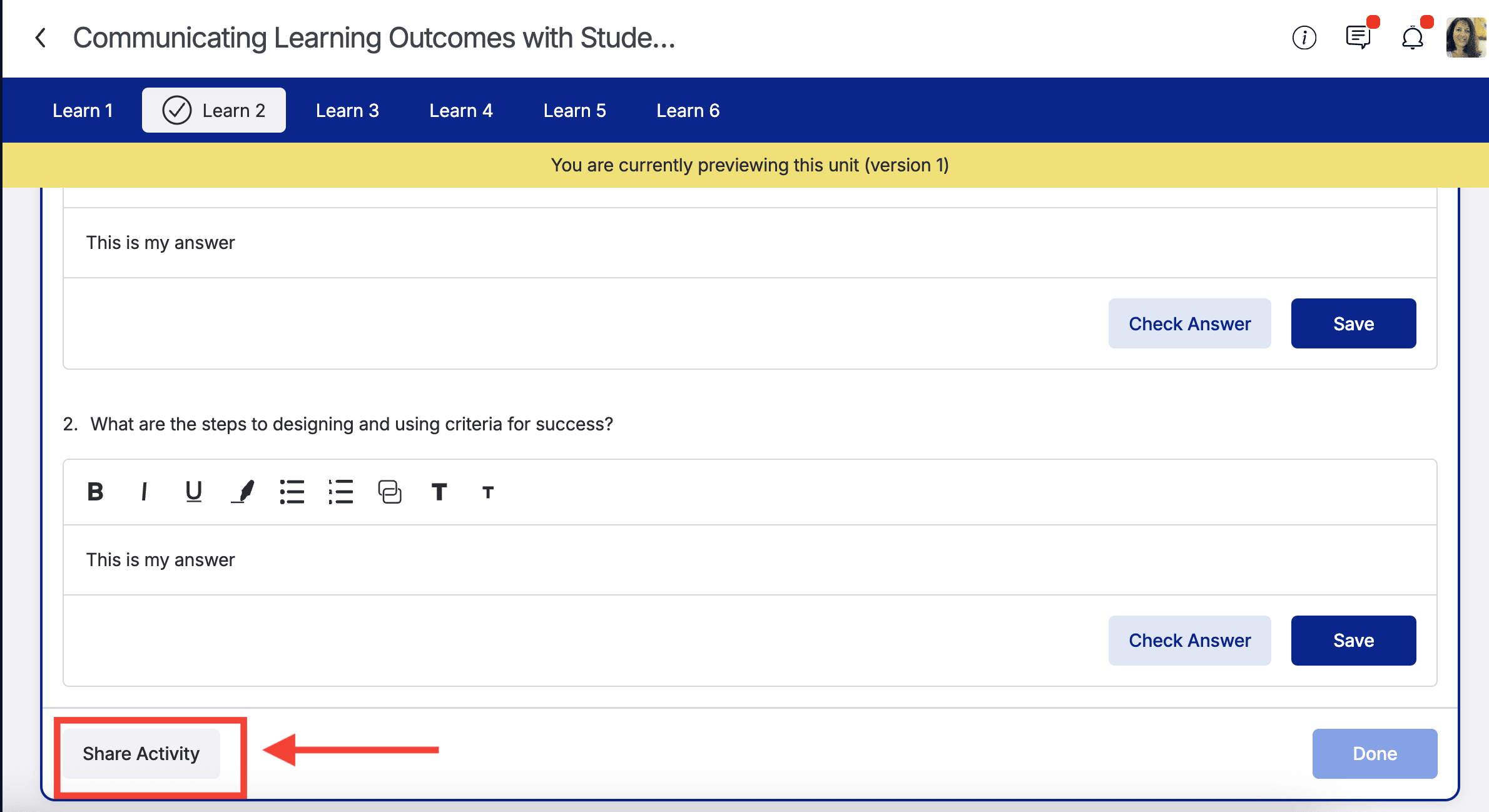 Sharing Artifacts and Learn Activities in Collaborate – BloomBoard